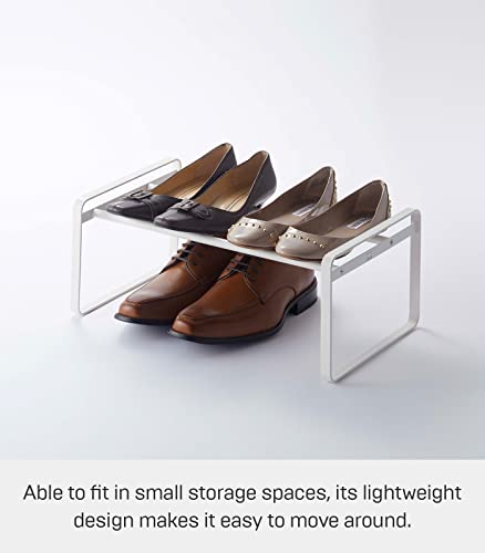 Yamazaki Home Adjustable Shoe Rack-Spacesaving Storage Solution, One Size, White