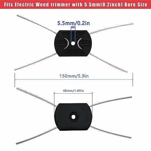 NeJesZoe 10 Pieces String Trimmer Head,Electric Weed Eater Wire Replacement Head,Steel Wire Trimmer Spool Line,Weed Trimmer Cutter Head for Cordless Grass Trimmers with Bore 0.2inch/5.5mm