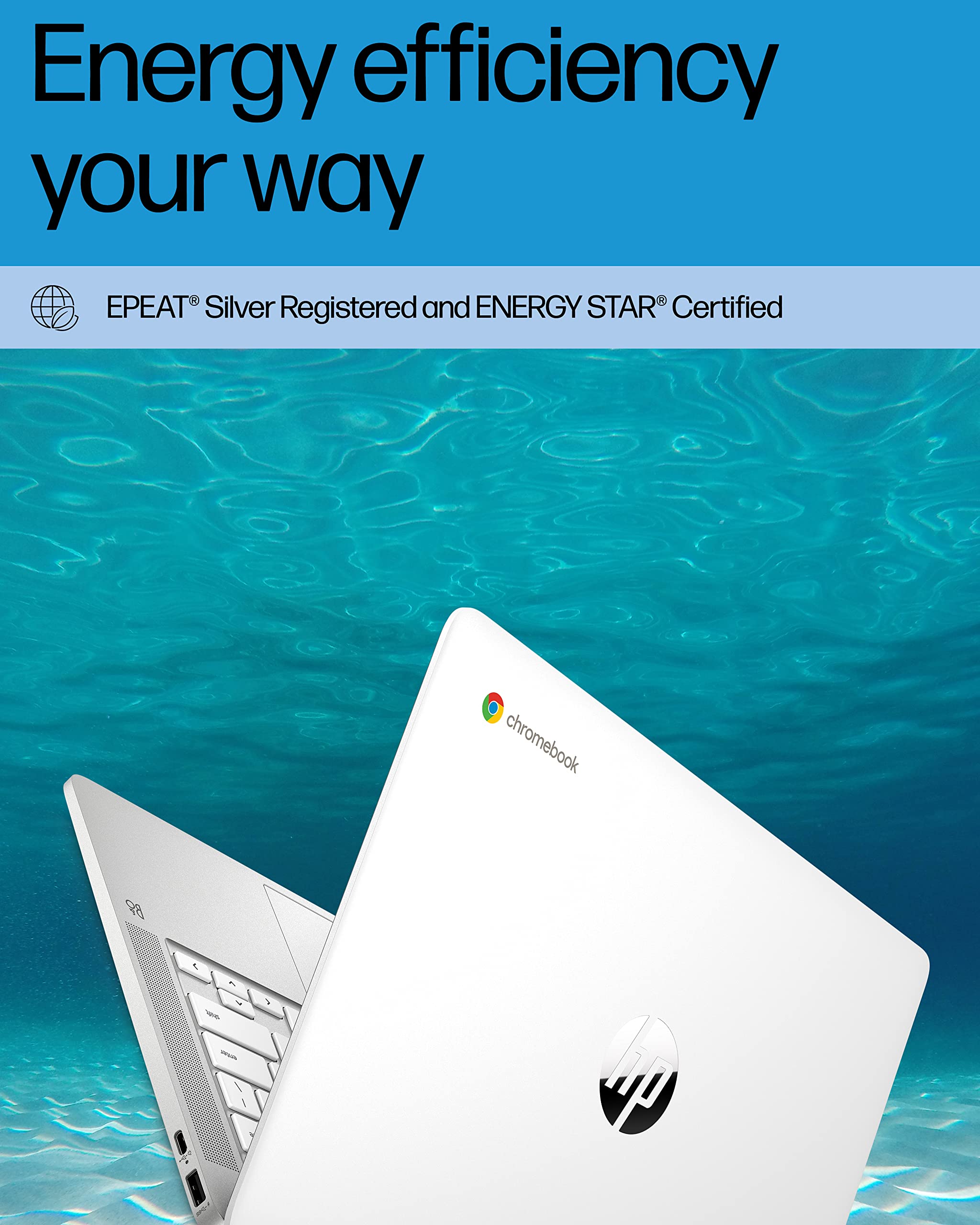 HP Chromebook 14" Laptop, Intel Celeron N4120 Processor, Intel UHD 600 Graphics, 4 GB RAM, 64 GB SSD, Chrome OS (14a-na0240nr, Ceramic White)