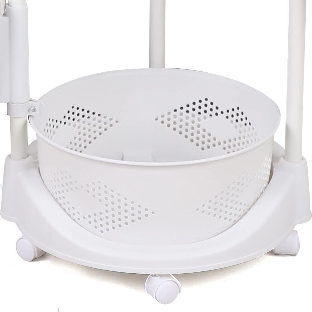 BounceyCart 4 Tiers Rotating Storage Shelves Rack, Removable Basket Shelf Organizer on Rolling Wheels for Fruit Vegetable Snack Household Storage Rack