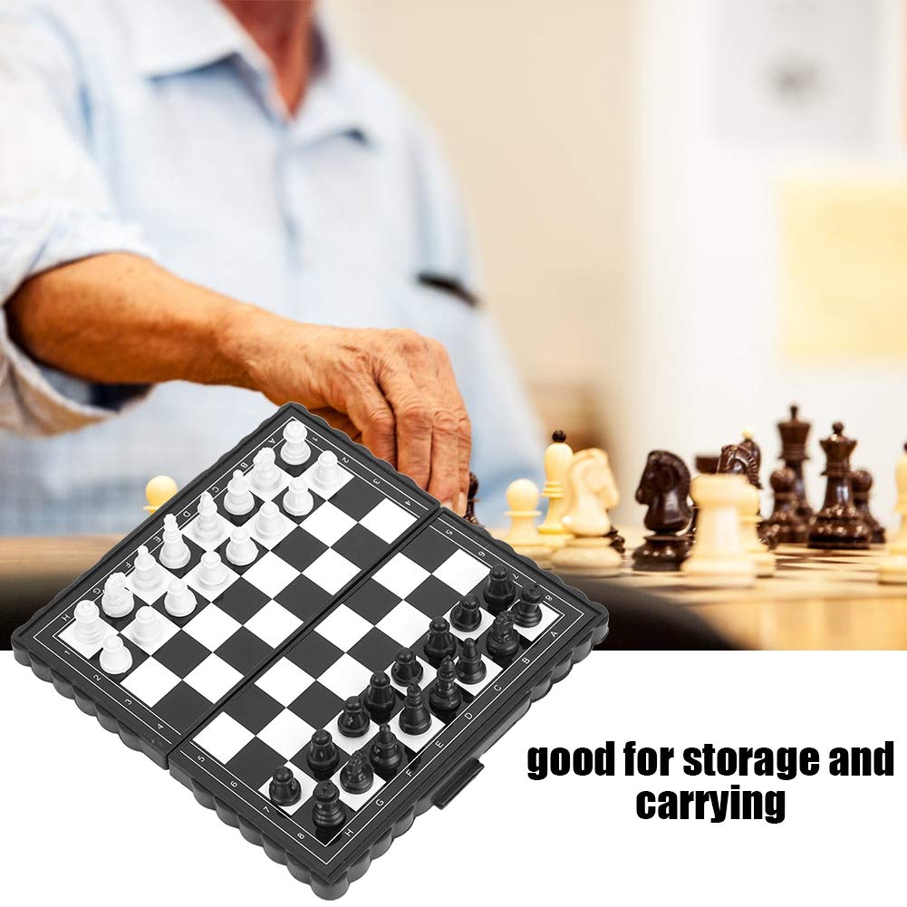 sjlerst Chess, Portable Chessboard Chess Board Game Magnetic Chess Set, for Party Family Activities