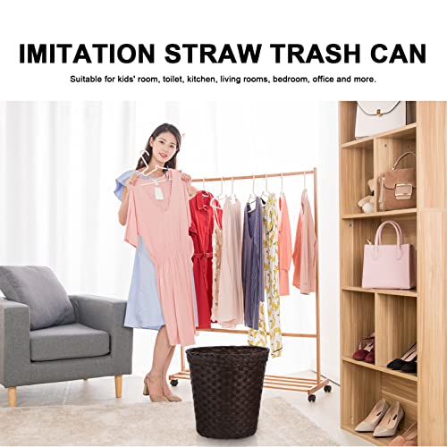 Ipetboom 1Pc Woven Baskets for Storage, Laundry Basket Bathroom Trash Can Garbage Can Small Trash Can Wicker Baskets Blanket Basket Storage Baskets Paper Rattan Basket for Home, Coffee
