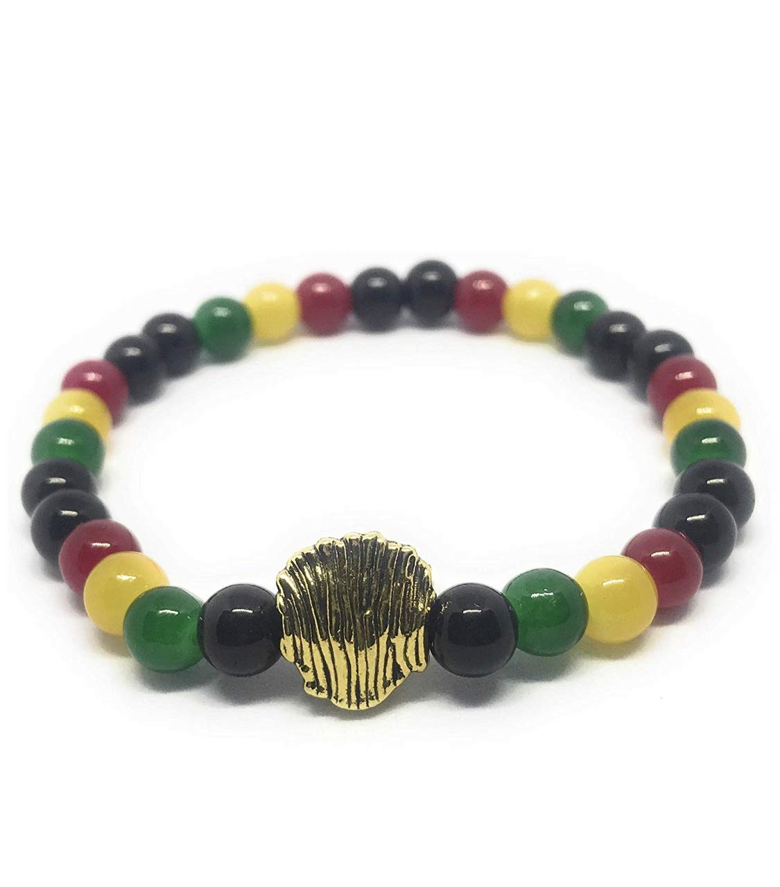 Chavarrieta Rasta lion glass beads bracelet.
