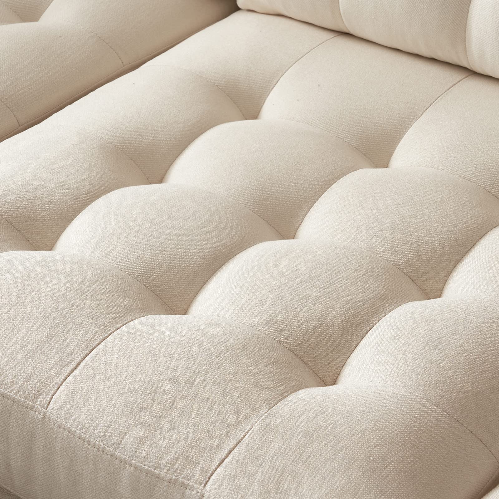 Imseigo 110" Modern Large Reversible Sectional Sofa,Modular Living Room U-Shape 4-Seater Couch with Linen Fabric for Small Space,with Extra Wide Chaise Lounge (Linen Fabric, Lattice Creamy White)