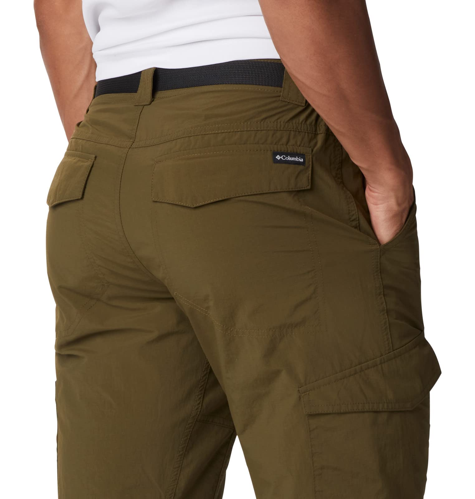 Columbia Men’s Silver Ridge Cargo Pants, Moisture Wicking, Sun Protection, New Olive, 32