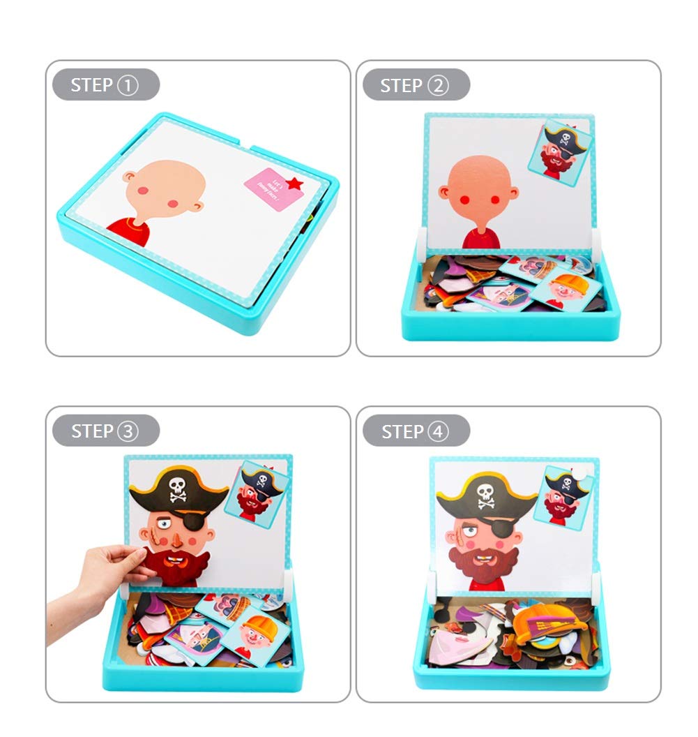 ZSFLZS Magnetic Puzzles Face Dress Up Travel Game Double Side Preschool Educational Learning Toy for Kids