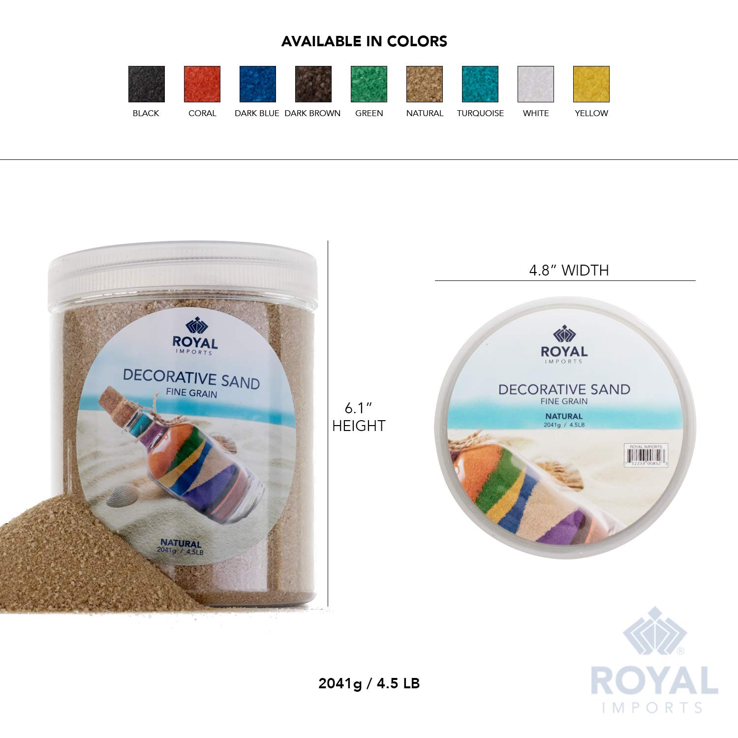 Royal Imports Decorative Beach Sand for Vase Filler, Wedding, Home Decor, Arts & Crafts, Fire Pit, Fireplace, Pet Tank Habitat - 4.5 LBS, Natural Beige