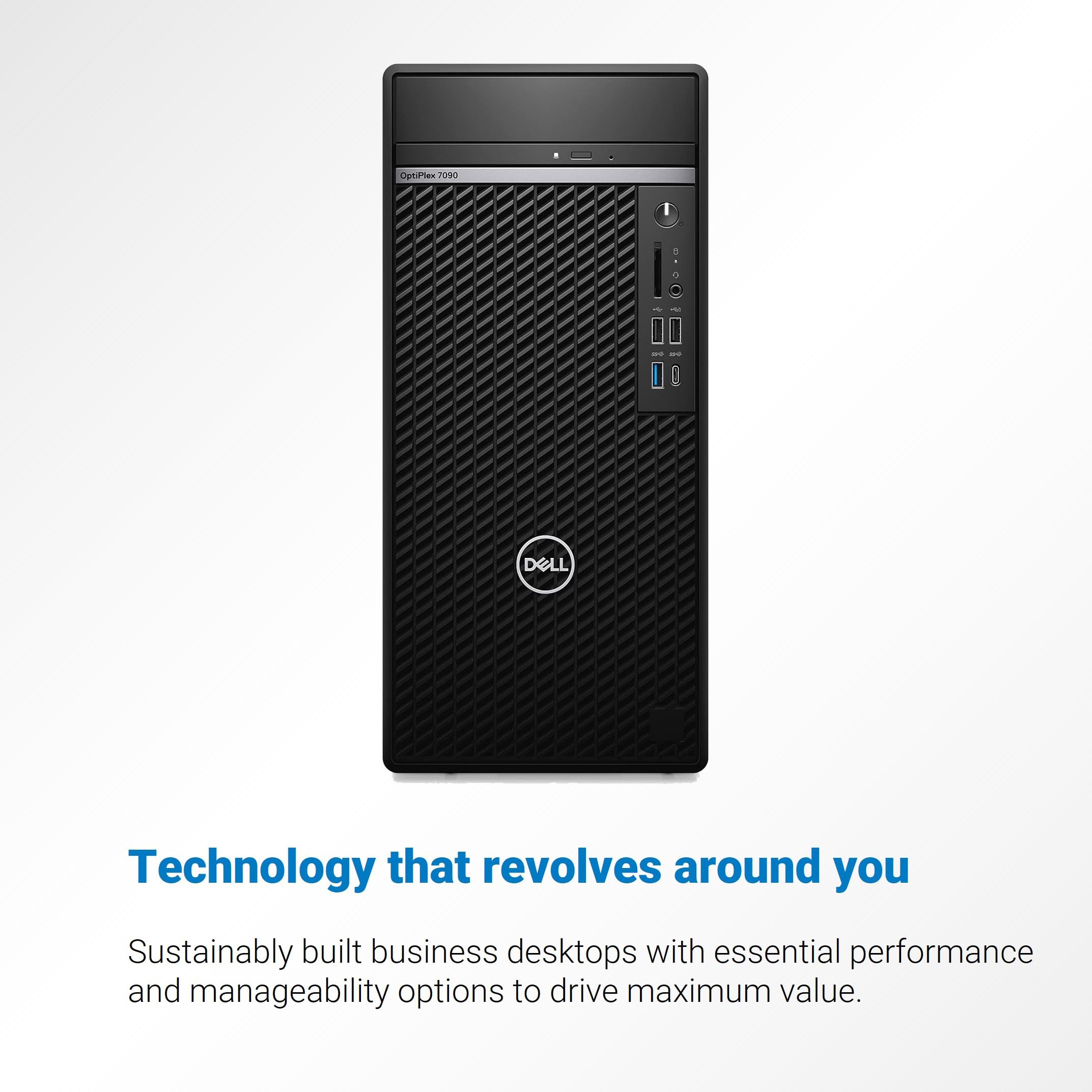Dell OptiPlex 7000 Series 7090 Tower Business Desktop, Intel Core i7-11700, 32GB RAM, 1TB SSD, DVD-RW, Display Port, Wired Keyboard & Mouse, Wi-Fi, Windows 11 Pro, Black