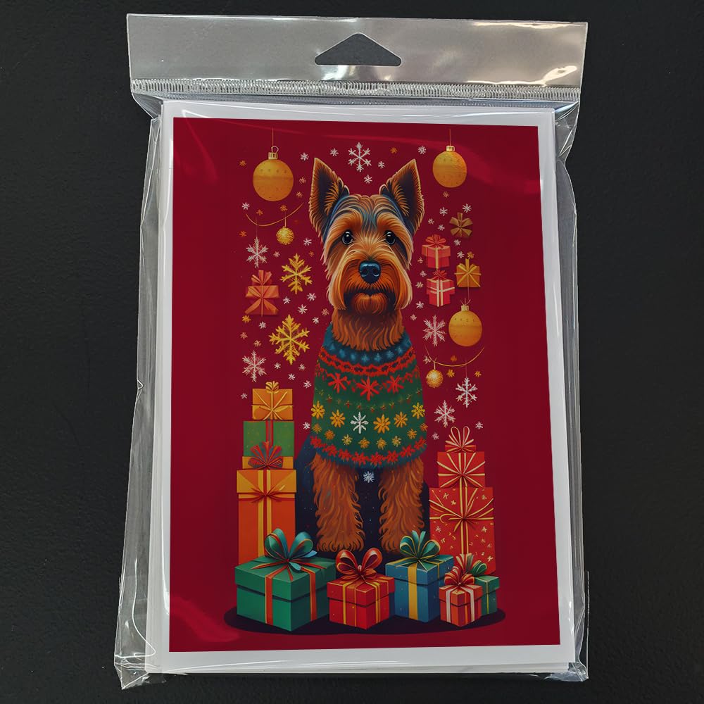 Caroline's Treasures DAC3173GCA7P Welsh Terrier Holiday Christmas Greeting Cards Pack of 8 Blank Cards with Envelopes Whimsical A7 Size 5x7 Blank Note Cards