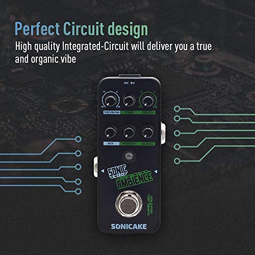 SONICAKE Delay Reverb Pedal Sonic Ambience Multi Mode Tap Tempo Delay and Reverb Guitar Bass Effects Pedal