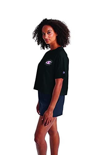 Champion womens Cropped Tee, Left Chest Graphic T Shirt, Black-586788, X-Small US