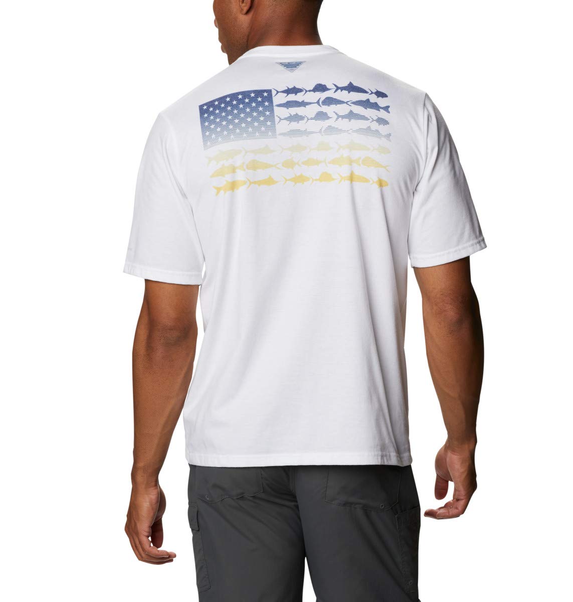 Columbia Men's PFG Fish Flag Graphic Short Sleeve, Black/Graphite/City Grey, Small