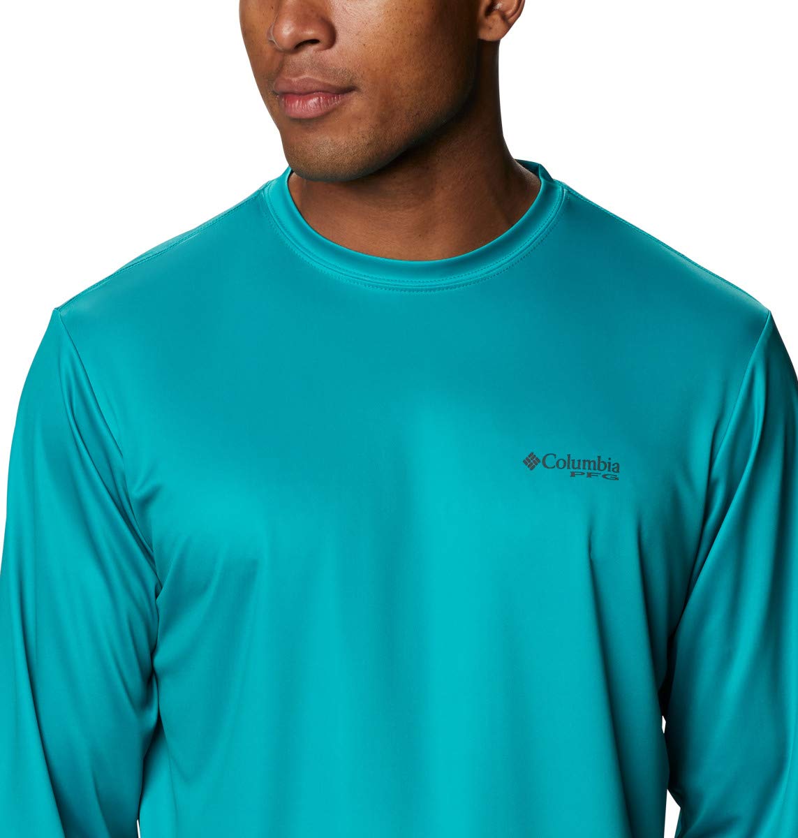 Columbia Men's Terminal Tackle PFG Sleeve Long Sleeve Shirt, Tropic Water/Dolphin Realtree Mako, Medium