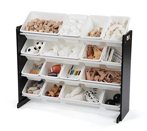 Humble Crew, Black with White Extra-Large Supersized Storage Organizer, Plastic Bins & Espresso/White Kids Book Rack Storage Bookshelf, 4 Tiers