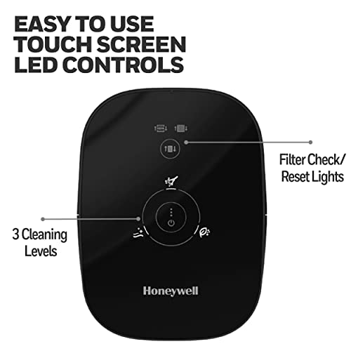 Honeywell AllergenPlus Series Compact HEPA Air Purifier Tower, Allergen Reducer for Large Rooms (200 sq ft), Black - Wildfire/Smoke, Pollen, Pollen, Pet Dander & Dust Air Purifier, HPA175