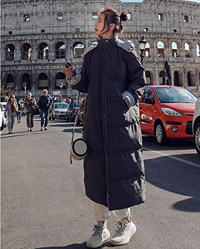 BLFYQB Padded Women Loose Thicken in The Long Section Bread Service Thigh Student Sen Department Coat Tide Soft and Comfortable/Gray/L