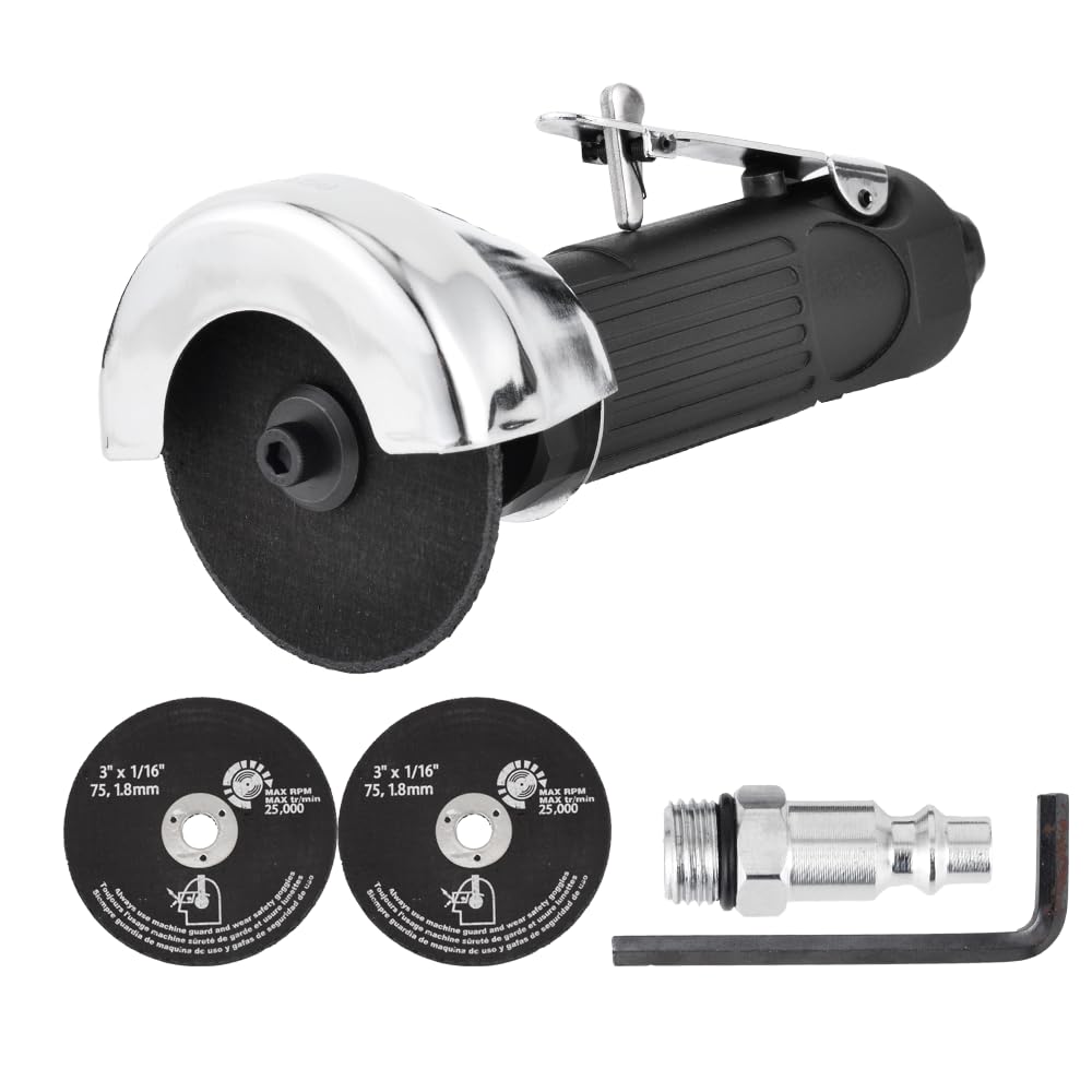 HYFN Air Cut Off Tool,2Pc 3-Inch Cutting Wheels,Cutoff Tool 20000RPM,Air Cutting Tool Wheel Protection,Air Tools Alloy Steel Complete,Pneumatic Cut Off Tool,Air Tool,Pneumatic Tool