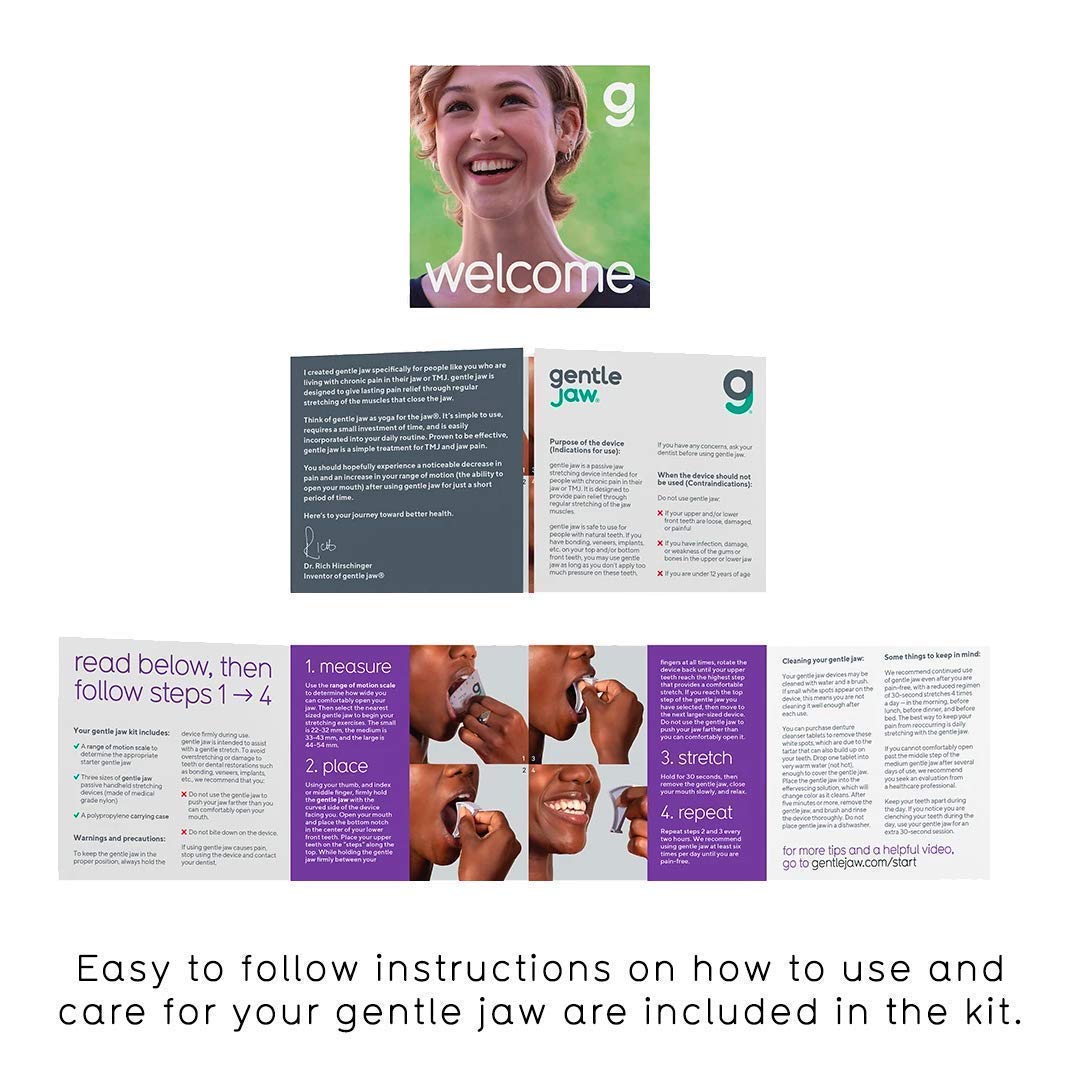 Gentle Jaw Pain Relief Device for TMJ Grinding Clenching Headaches Bruxism Caused by Tight Jaw Muscles. Use it to Passively Stretch and Relax Your Jaw Muscles. We Call it Yoga for The Jaw