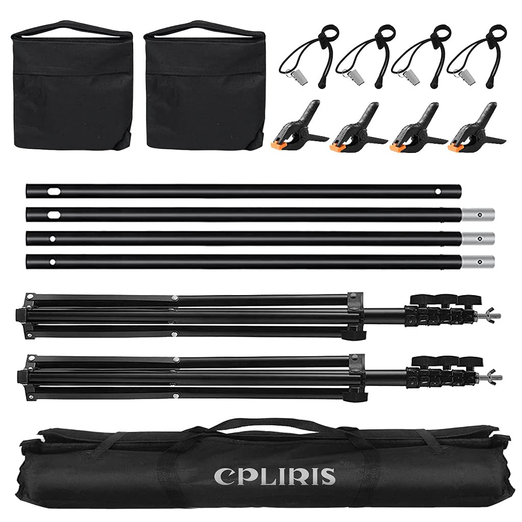 CPLIRIS Backdrop Stand for Parties, 8.5x10ft Adjustable Backdrop Support for Photoshoot, Baby Shower Backdrop Stand with Spring Clips, Sandbag, Backdrop Clip and Carry Bag