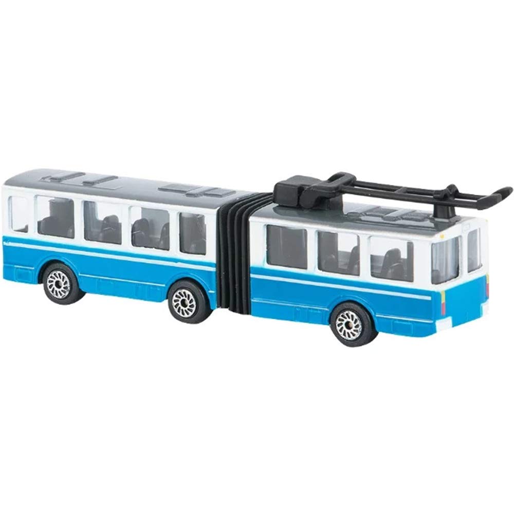 Trolley Bus Toy - 1:144 Scale Diecast Metal Model Russian Soviet Classic City Trolley Bus - Collectible Vintage Vehicle Pullback Toy Car Buses