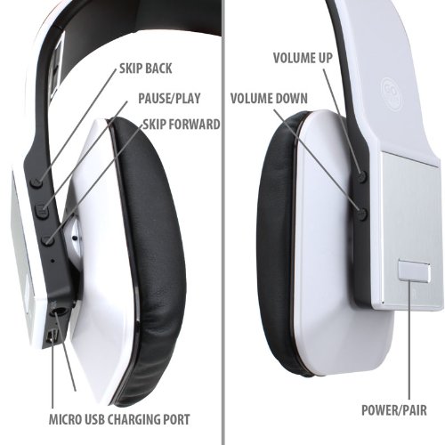GOgroove BlueVIBE DLX Bluetooth Lightweight Wireless Over The Ear Headphones – 14 Hour Battery Life & 3.5mm Aux Input – Padded & Noise Isolating Plush Earpads for Comfort – Water Resistant Hard Case