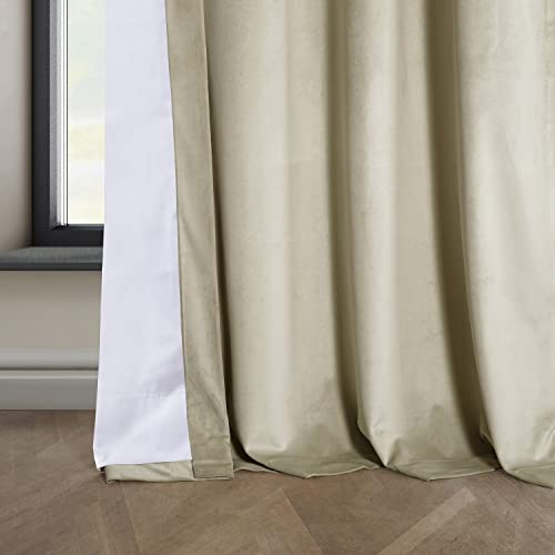 HPD HALF PRICE DRAPES Blackout Solid Thermal Insulated Window Curtain 50 X 84 Signature Plush Velvet Curtains for Bedroom & Living Room (1 Panel), VPYC-SBO161204-84, Angora Beige