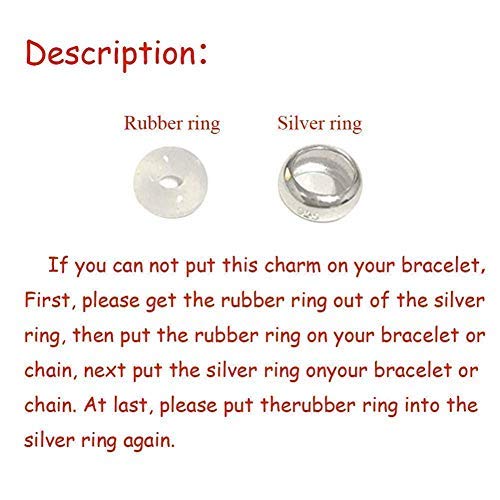 CHTLOR Charm Bracelets Clip Stopper Charm Sterling Silver 2pcs Rubber Charm Stopper Spacer Bead for Charm Bracelets