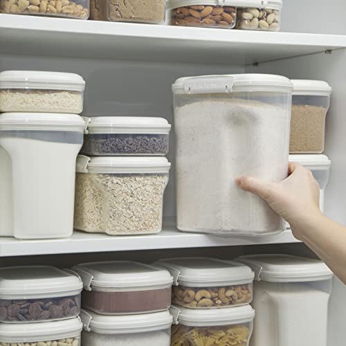 Sistema Flour and Sugar Storage Containers for Pantry with Lids and Measuring Cup, Dishwasher Safe, 13.7-Cup, White