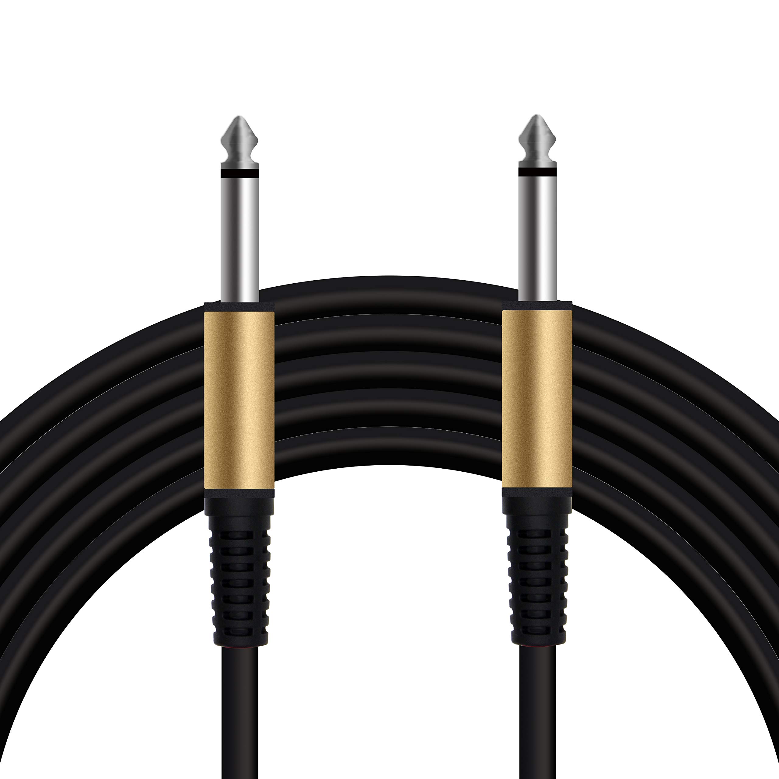 无 10 Feet Professional Guitar Instrument Cable with Black PVC Jacket Straight 1/4" TS to Straight 1/4" TS for Electric Guitar
