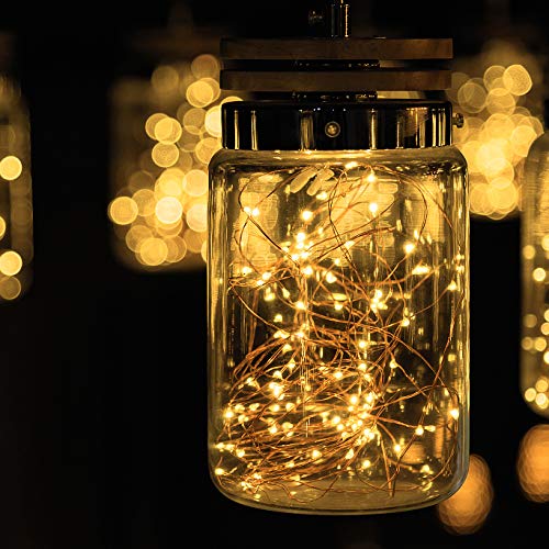XNNATA Solar String Lights, 33Ft 100 LED Copper Wire Starry String Light, Indoor Outdoor Waterproof Solar Decoration Lights for Gardens, Home, Party Ornaments(Warm White)