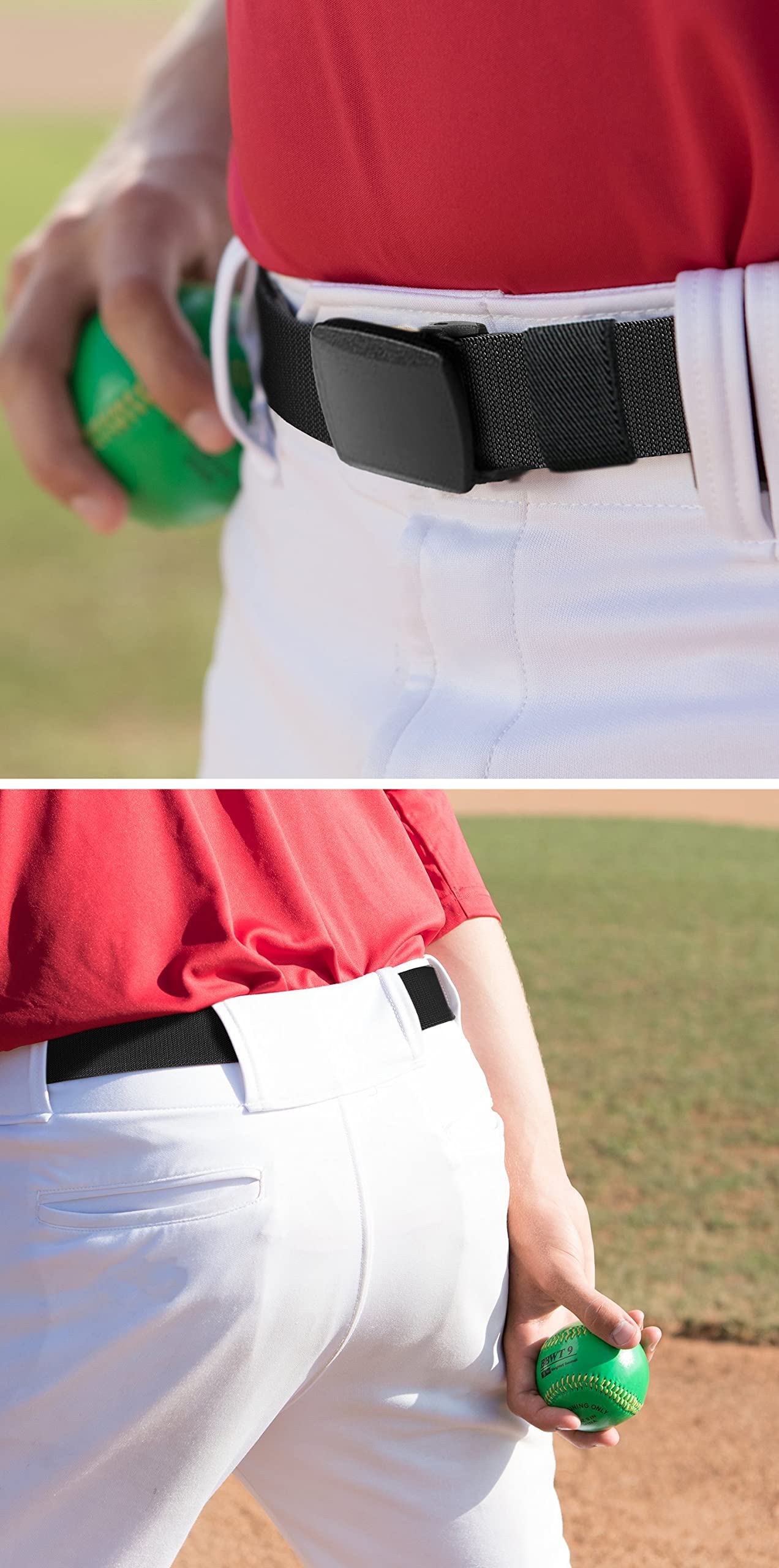 CHAOREN Boys Belt Kids Belts for Boys 1.1" for Golf Softball Pants, Stretch Youth Baseball Belt (Black kids belts)