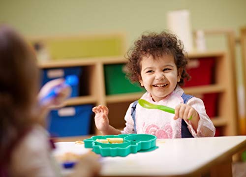 Qshare Suction Plates for Baby,Silicone Plates,Toddler Suction Divided,Baby Feeding Plates,Toddler Plate Microwave & Dishwasher Safe (Mint)