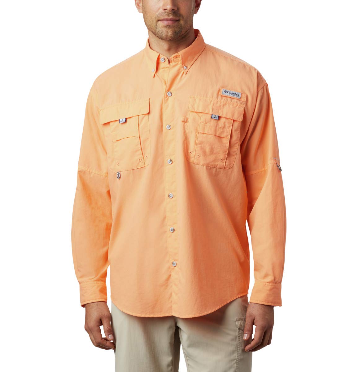 Columbia Men's Bahama II Long Sleeve Shirt, Bright Nectar, Medium