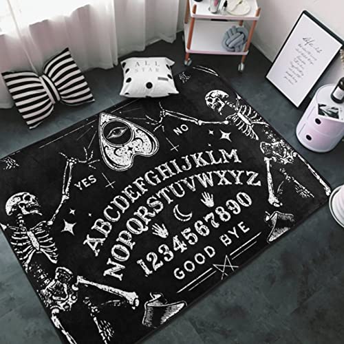 Luxury Soft Indoor Modern Area Rugs for Living Room Bedroom Kitchen Thick Anti-Slip Play Mats Floor Carpet, Vintage Skeleton Magic Board Black, 3 x 5 Feet