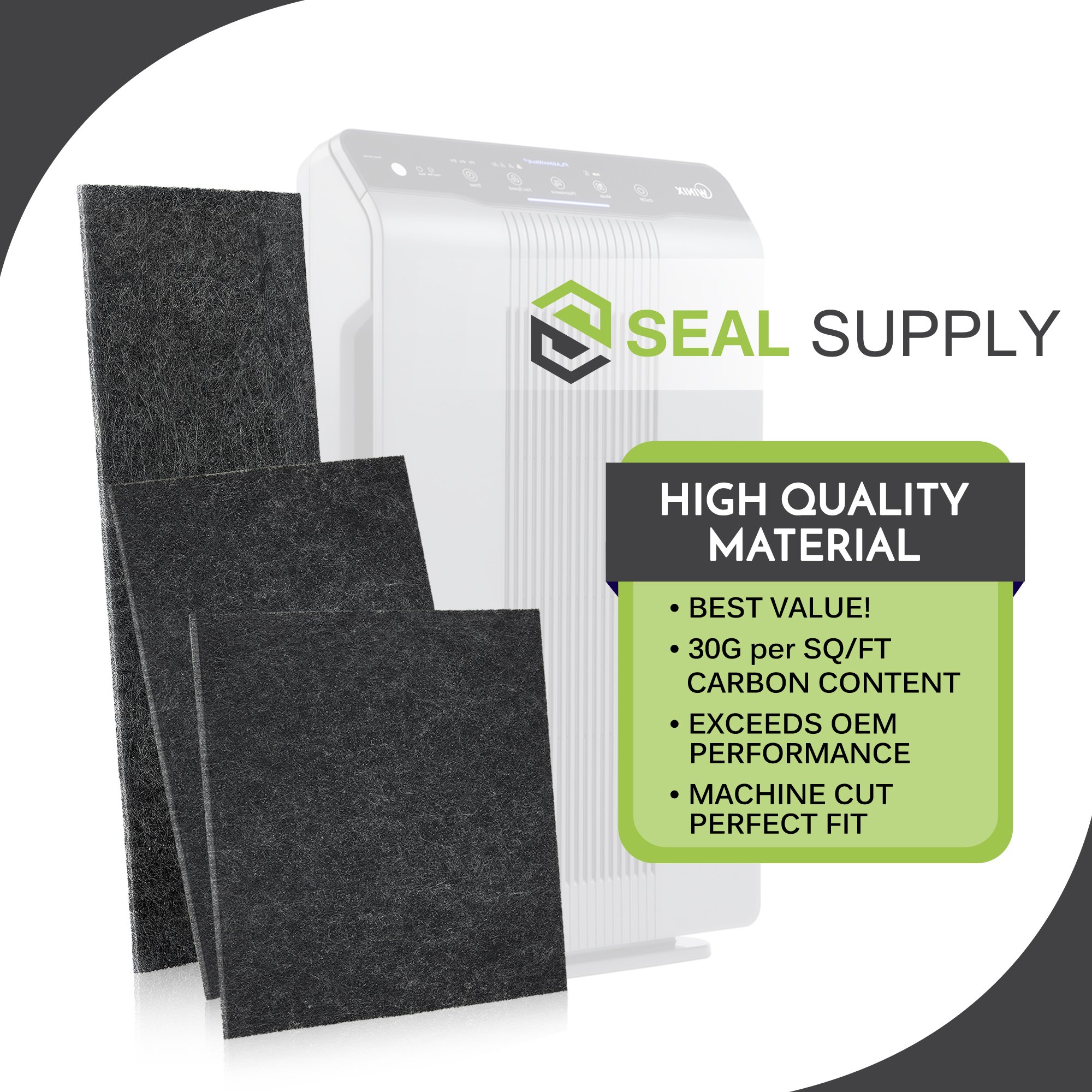 Seal Supply 6 Pack of HB Pre filters Carbon Activated Precut Compatible with Hamilton Beach Air Purifiers 04383, 04384 and 04386