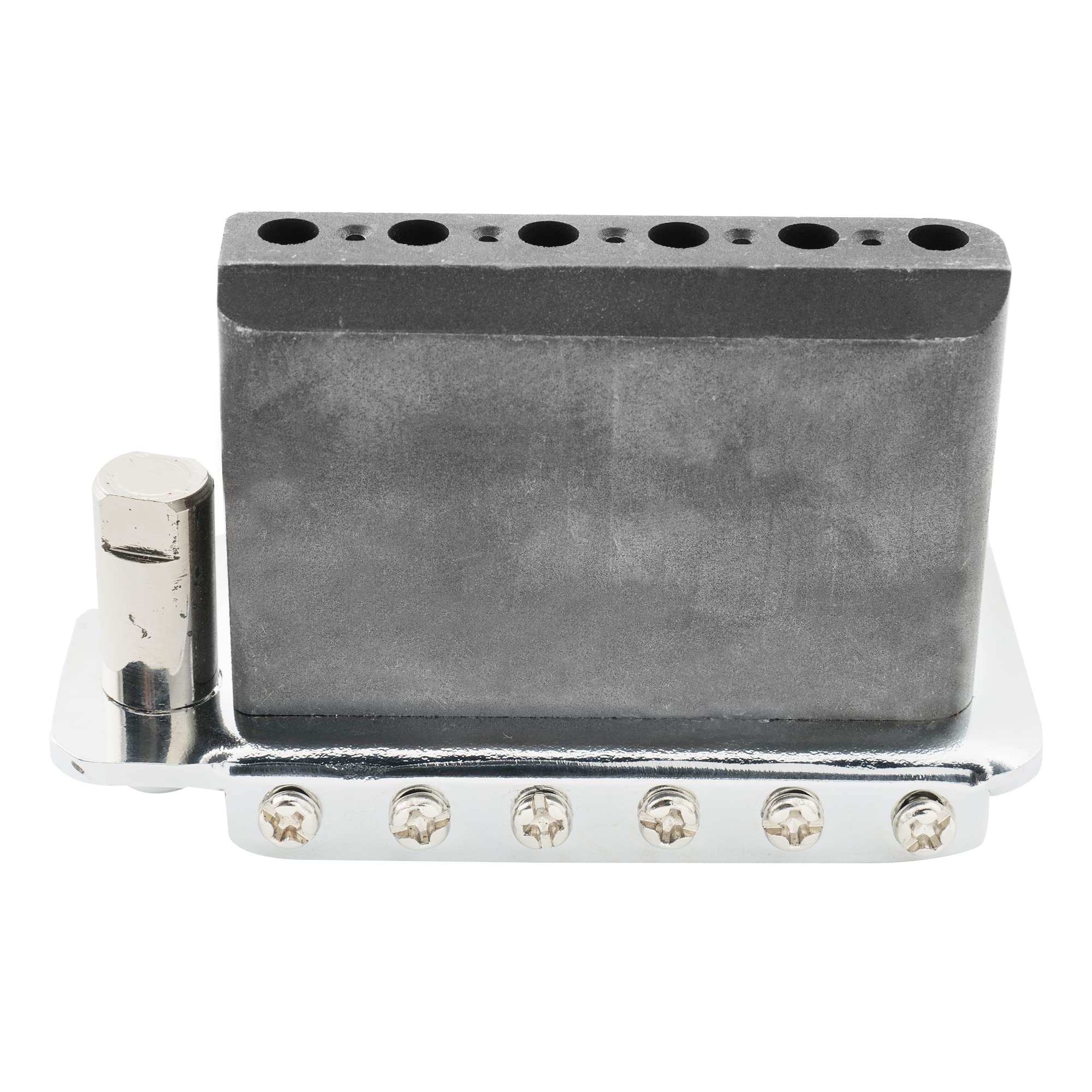 Musiclily Pro 52.5mm 2-Point Guitar Tremolo Bridge with Full Block Steel Saddles for Modern American Strat Electric Guitar, Chrome