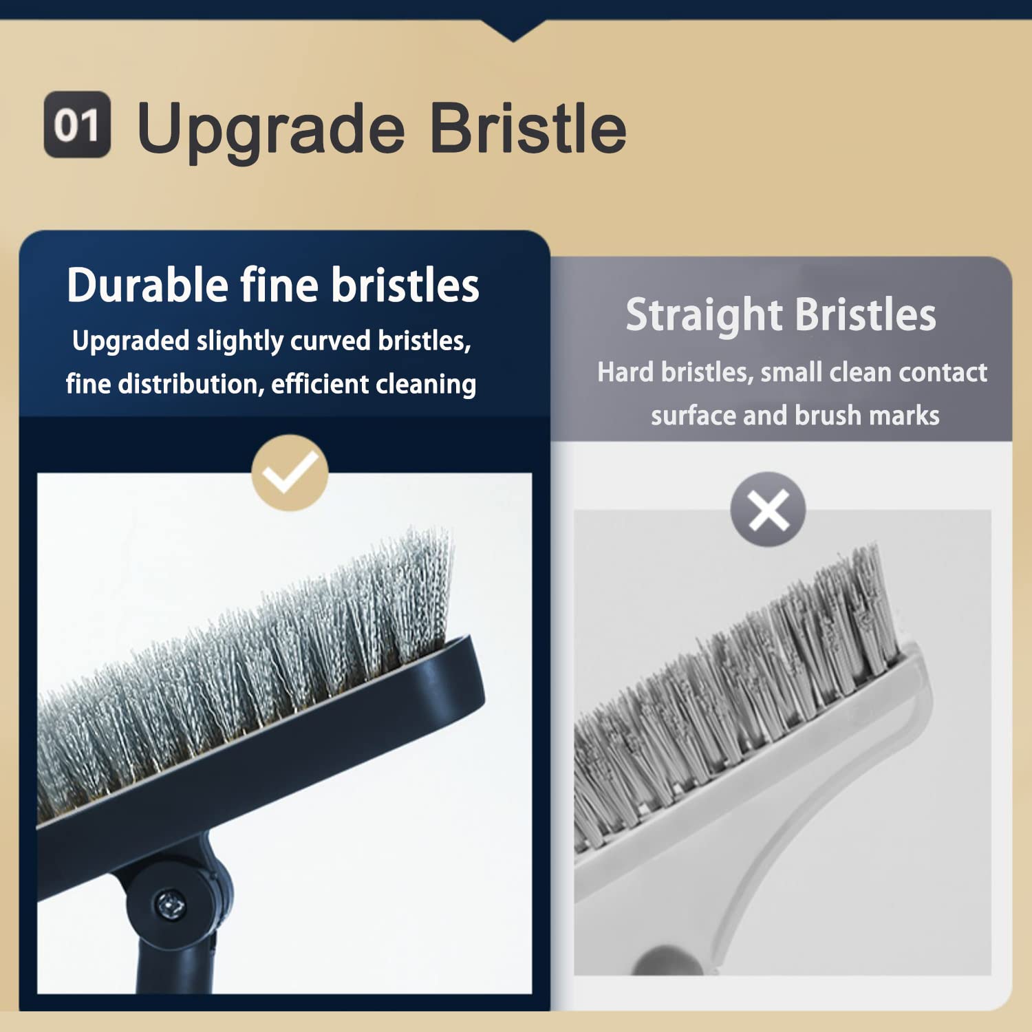 Floor Scrub Brush with Long Handle Grout Brush 2 in 1 Scrape Brush V-Shape Stiff Bristle Floor Scrubber with Squeegee 180°Rotating, Shower Scrubber Brush for Cleaning Bathroom, Kitchen, Wall