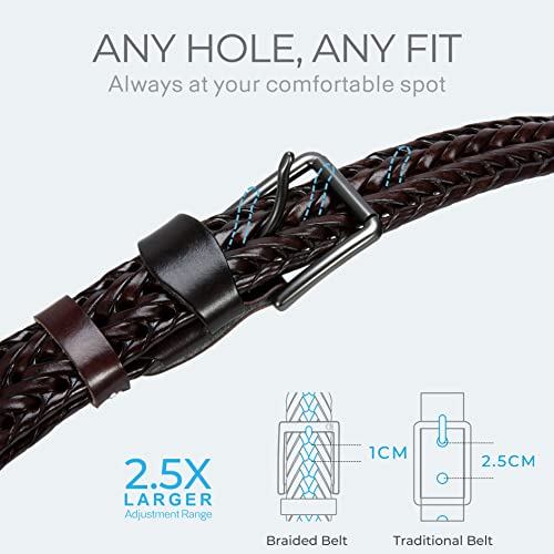 CHAOREN Reversible Belt for Men - Mens Belt Leather 1 3/8" Cognac for Formal Pants - Adjustable Belt Trim to Fit