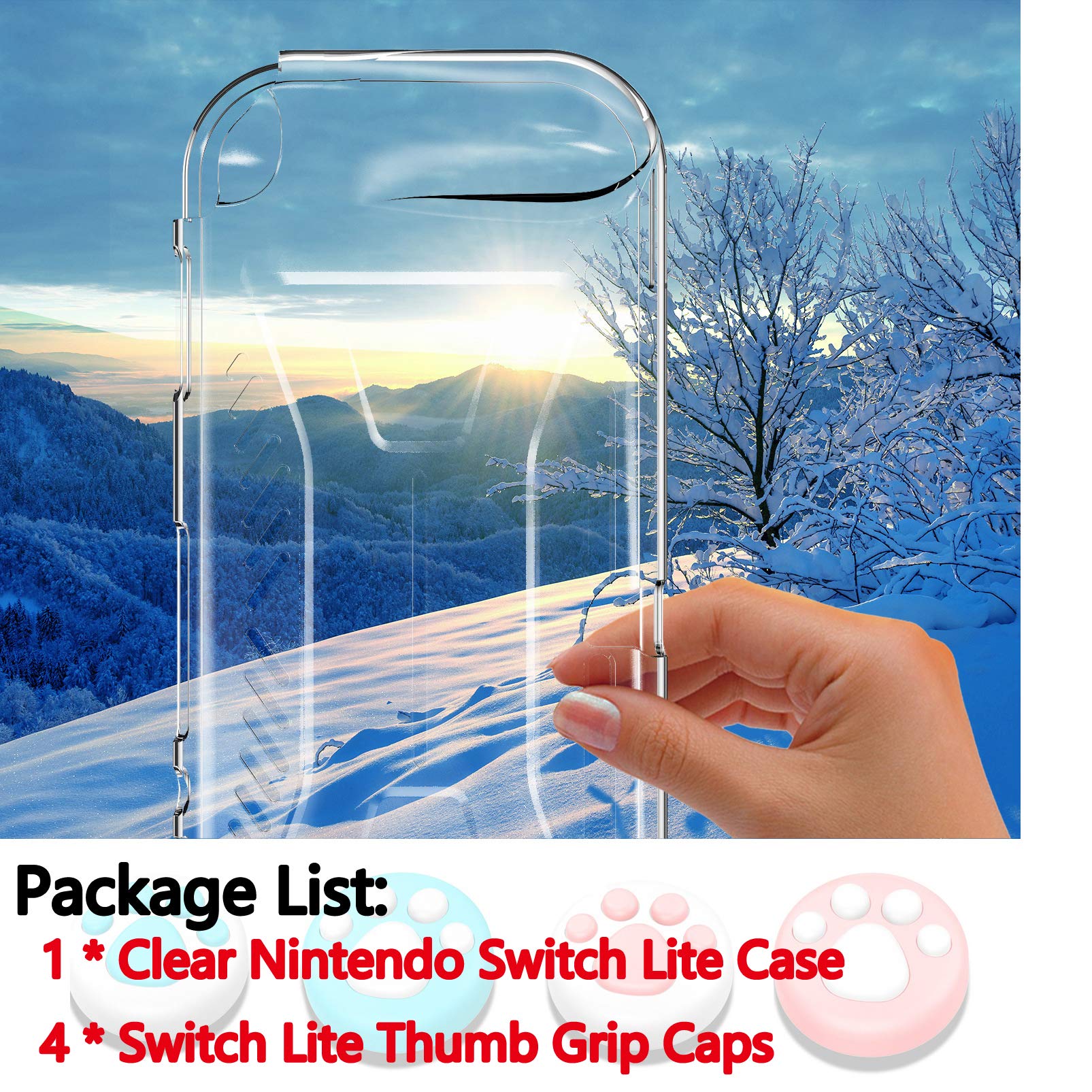 Xuyoz Protective Case for Nintendo Switch Lite, Clear Switch Lite Cover Case with Had Grip, Slim Soft TPU Material, Shockproof and Anti-Scratch Compatible with Nintendo Switch Lite 2019, Transparent