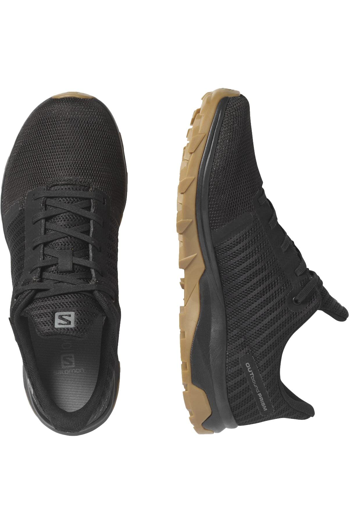 Salomon Outbound Prism Gore-TEX Hiking Shoes for Women Trail Running, Black/Black/Gum1A, 7