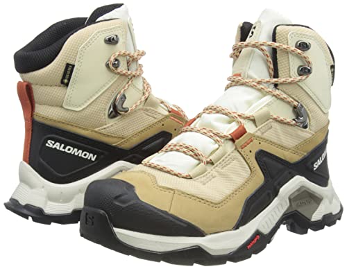 Salomon Quest Element Gore-TEX Hiking Boots for Women, Safari/Vanilla Ice/Mecca Orange, 10