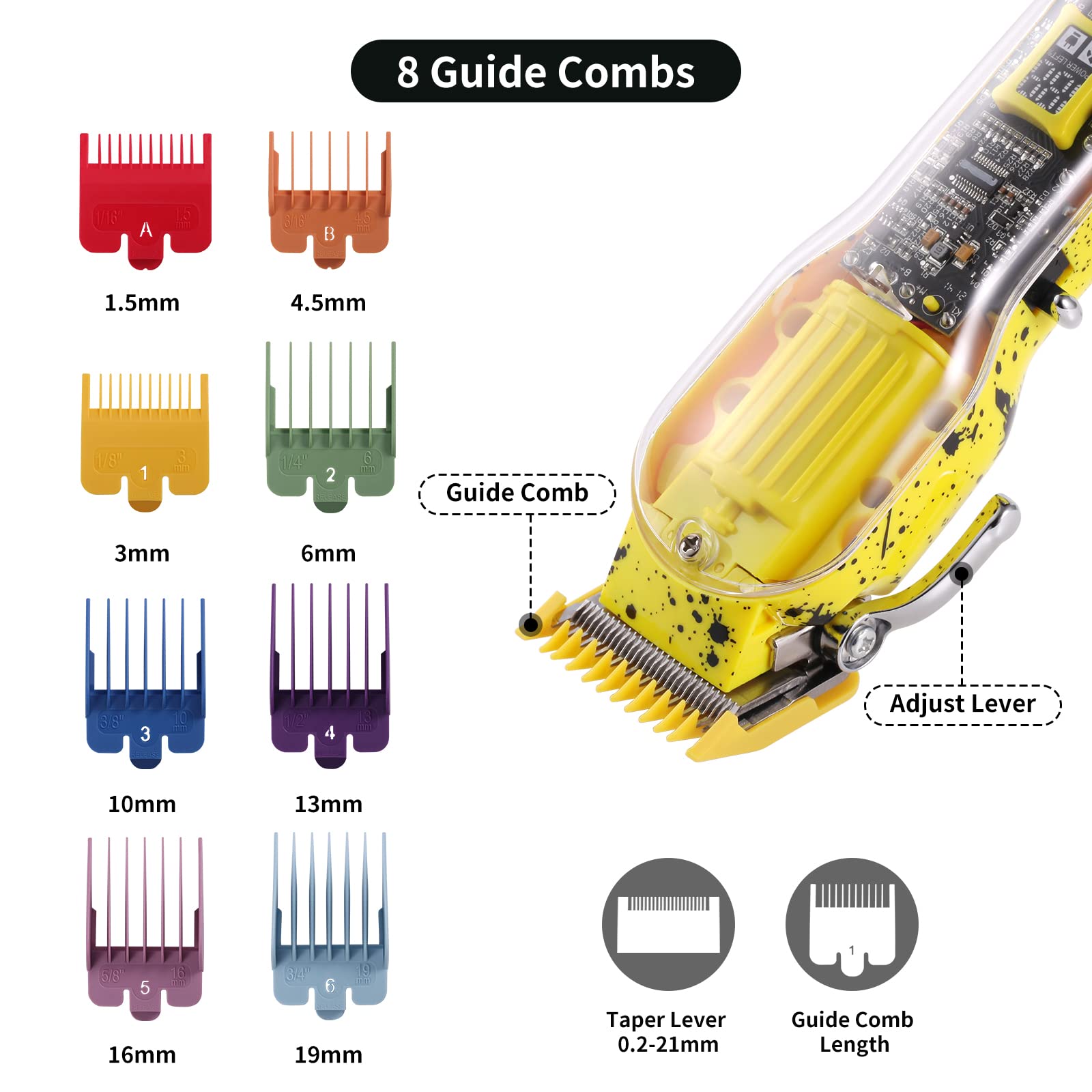 LOREAD Cordless Hair Clippers for Men and Shaver, Professional Electric Clippers, Rechargeable Barber Clippers Reciprocating Razor Shaver Set Transparent Hair Trimmer