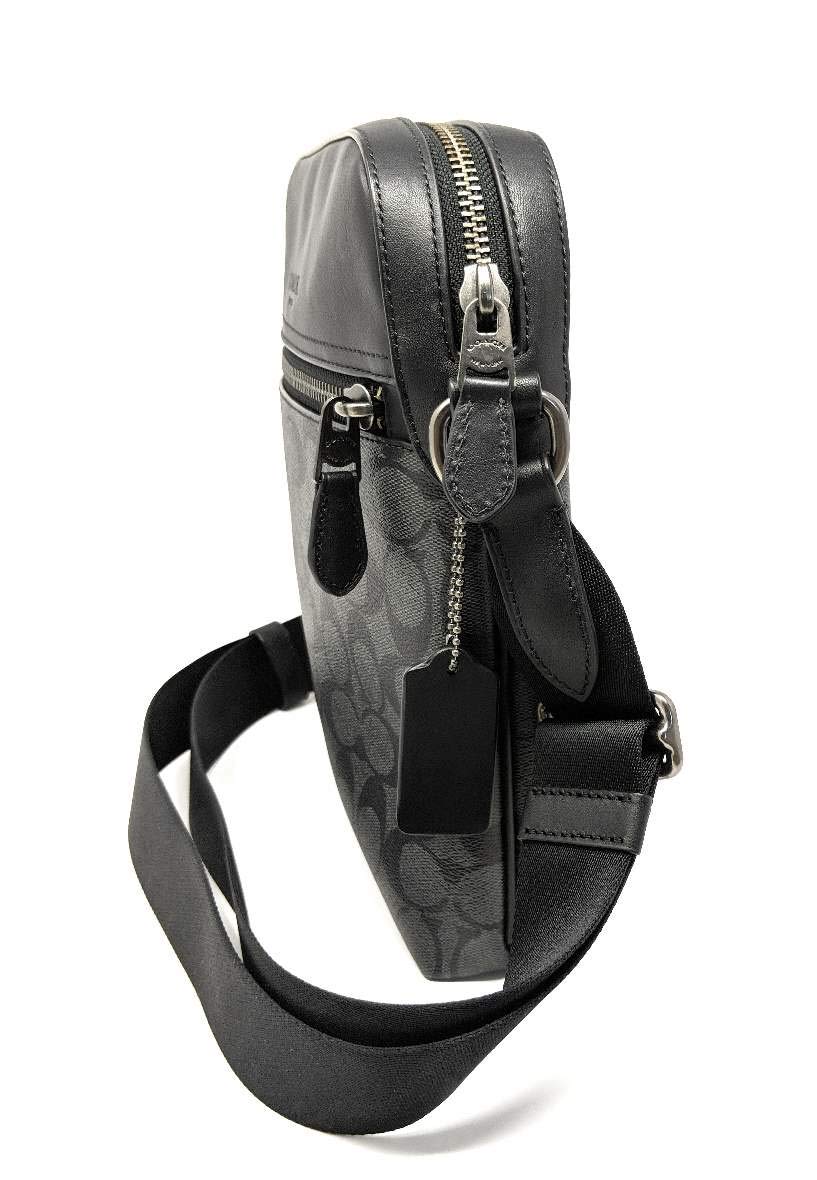 Coach Houston Flight Bag In Signature Canvas Charcoal/Black