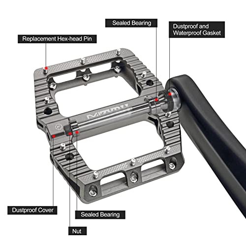 MZYRH Road/Mountain Bike Pedals MTB Pedals Bicycle Flat Pedals 3 Bearings 9/16β Aluminum Alloy Bicycle Platform Pedals for BMX MTB (TI)
