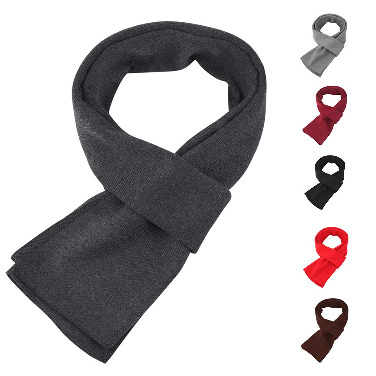 ChunCui Mens Long Thick Scarf Solid Color Soft Warm Cashmere Feel Fashion Scarf Black