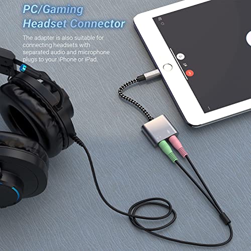 Cubilux Lightning Recording Kit, Lightning to Microphone & Headphone Splitter Bundled with 3.5mm TRRS Unidirectional Lavalier MIC Compatible with iPad, iPad Air/Mini, iPhone 14 Pro Max 14 Plus/13/12