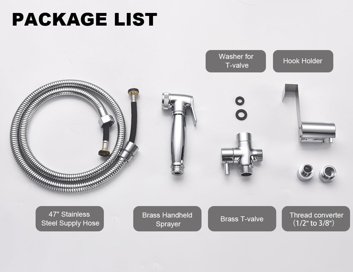 YUNZHIZHAO Powerful Handheld Bidet Sprayer for Toilet/Bathroom, Multi-Purpose Spray with Complete Premium Accessories
