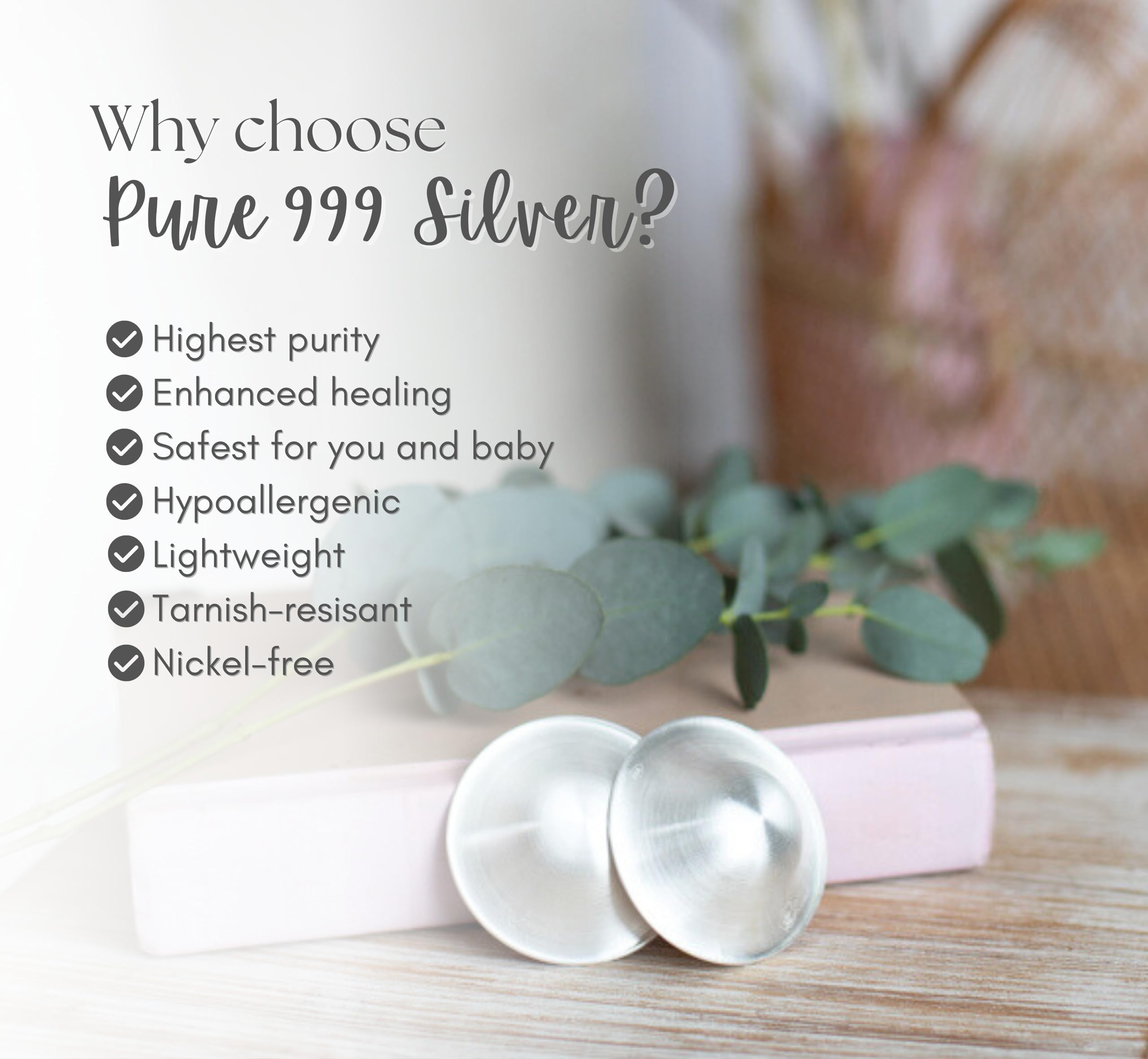Cradle & Grace Pure 999 Silver Nursing Cups & Carrying Case | Silver Nipple Covers Breastfeeding Kit for All-Natural Healing | Silver Nipple Shields for Nursing Moms | Sore Nipple Relief Breastfeeding