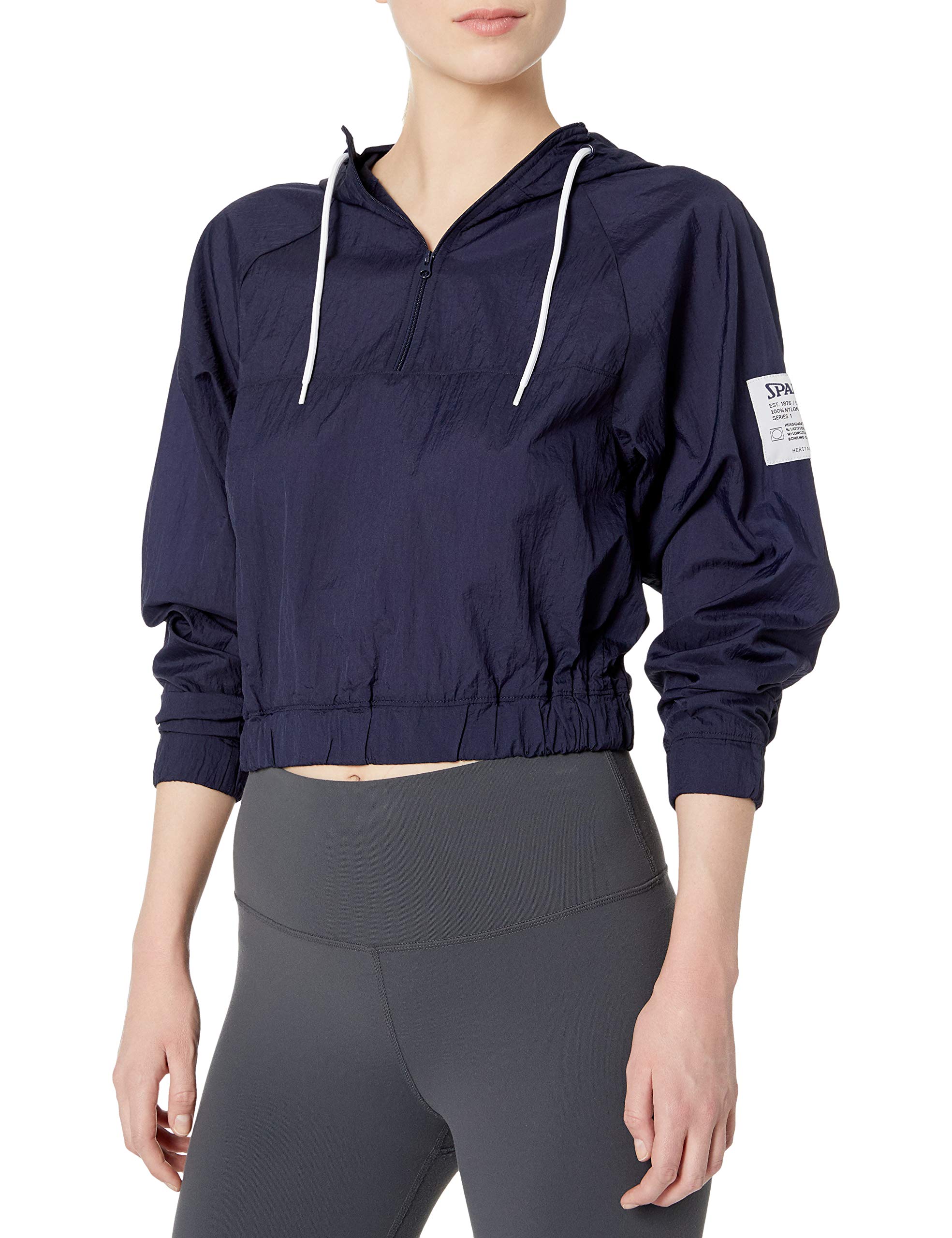 Spalding Women's Sportswear Retro Popover Hoodie, Peacoat, S