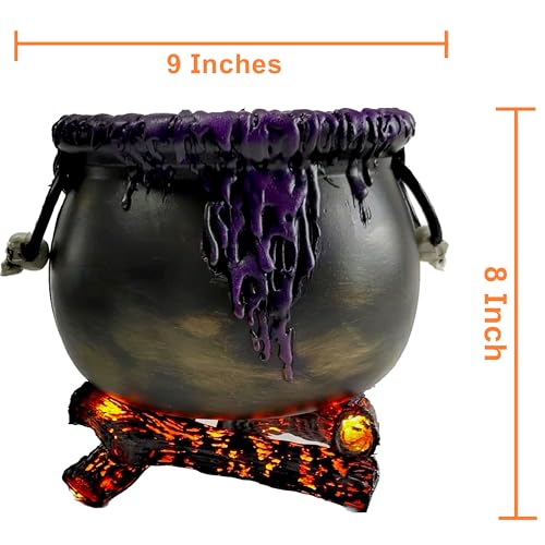 GiftExpress 8 Inches Black Magic Cauldron with Light-up Candy Pot for Halloween Decoration, Horror Scene Decoration Holiday Décor Theme Party
